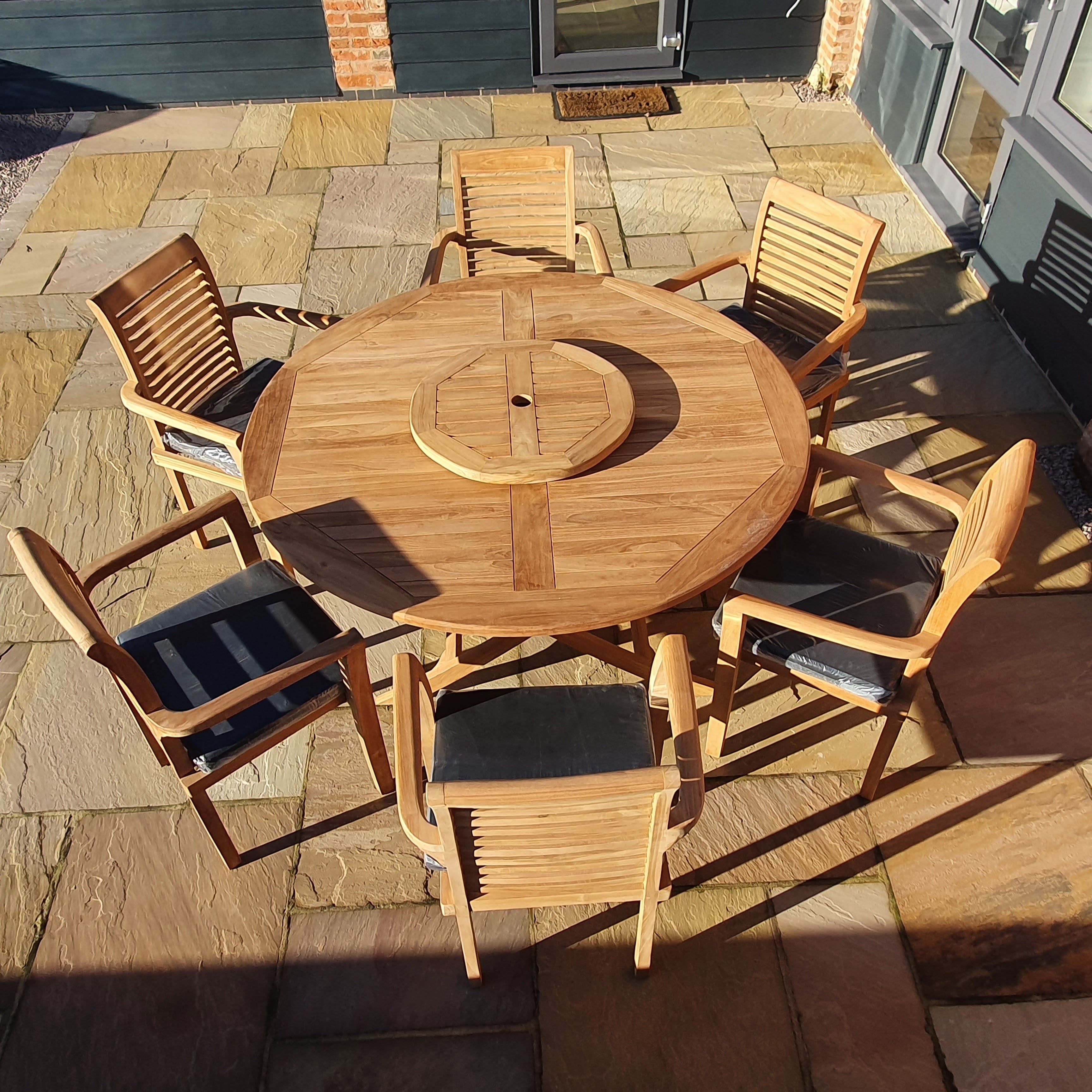 Teak 150 Maximus Set with 6 Oxford Sta 150cm Teak Maximus Dining Set ...