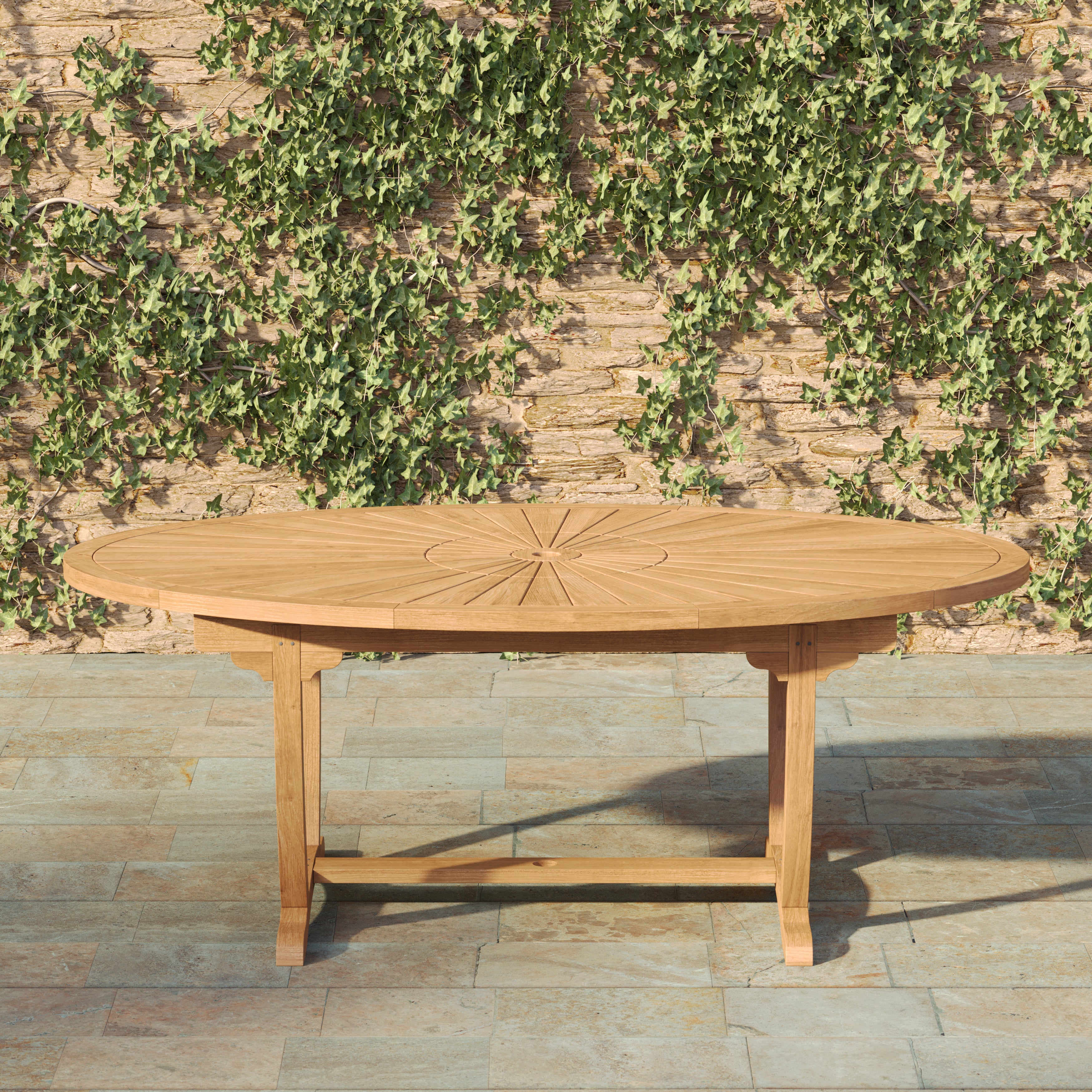 Teak 2m Oval Sunshine Table with Incorporated Lazy Susan.